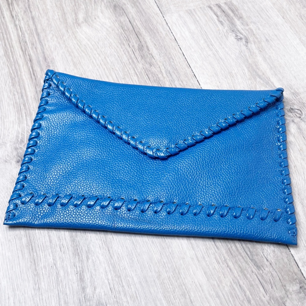 Laggo 100% Pebbled Leather Envelope Clutch Bag Bright… - Gem